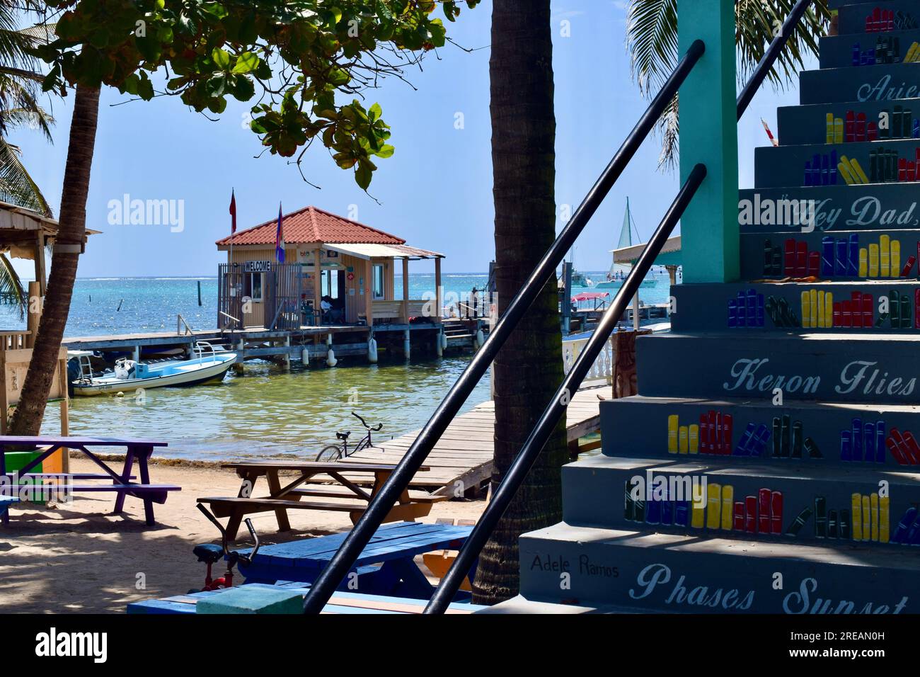 A small, local park on the beach on Front Street shaded by tropical ...