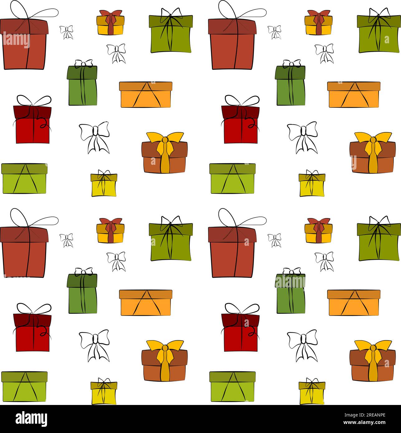 Gift box seamless pattern. Line art. Christmas, New Year, holidays ...