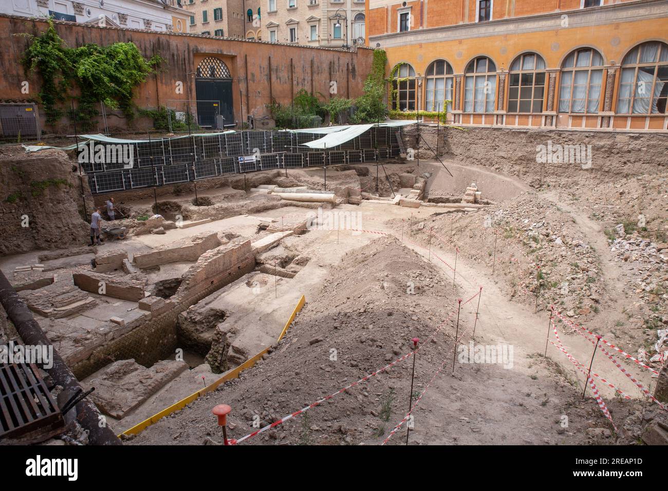 View of the archaeological excavations of Theater di Nero, inside the ...