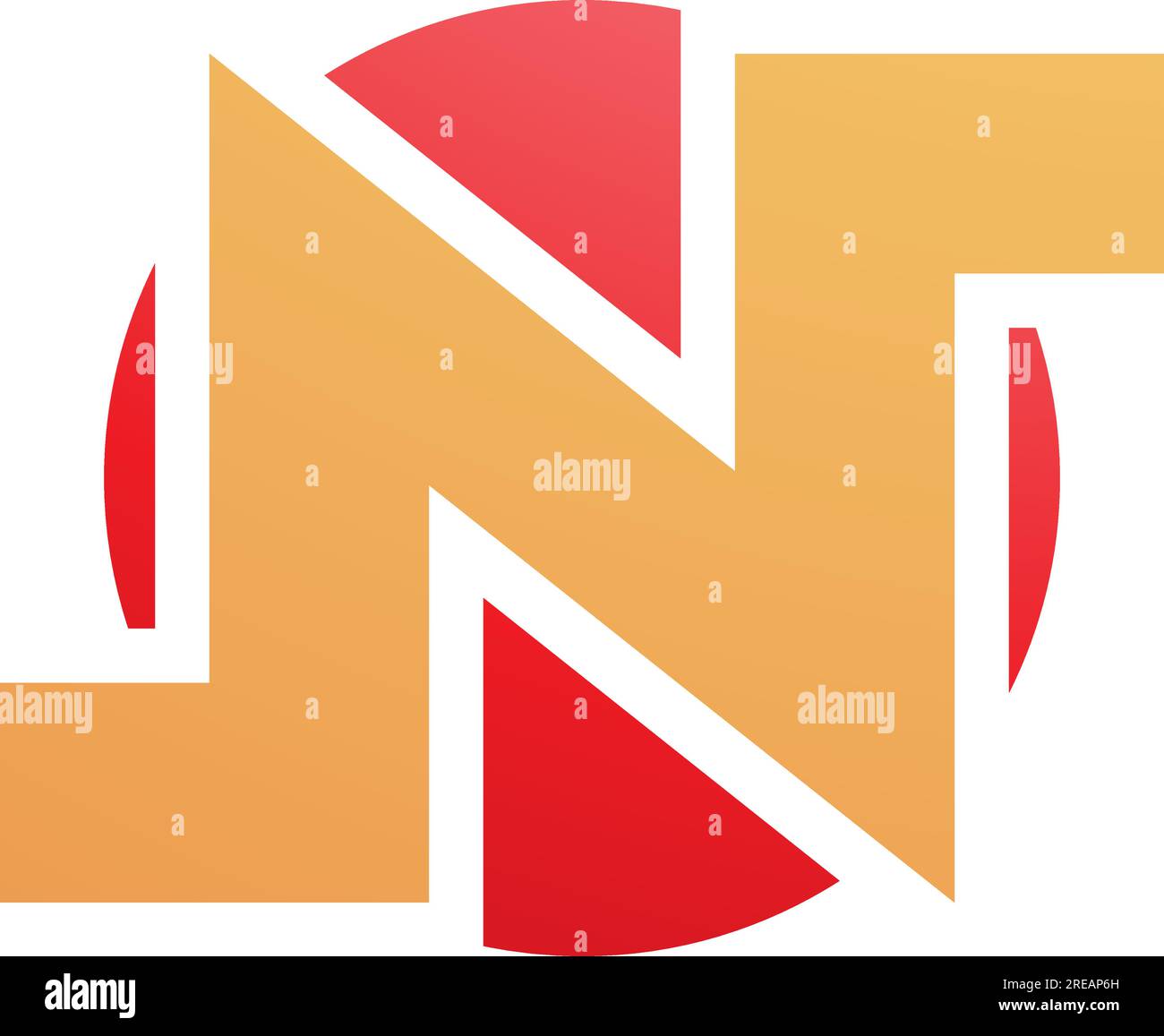 Orange and Red Round Bold Letter N Icon on a White Background Stock ...