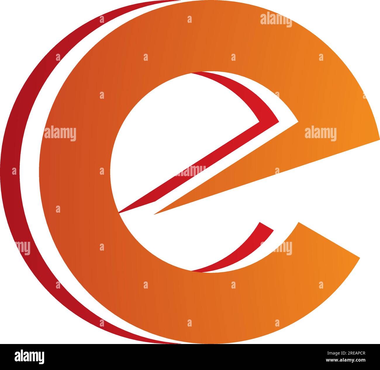 Orange and Red Round Layered Lowercase Letter E Icon on a White ...