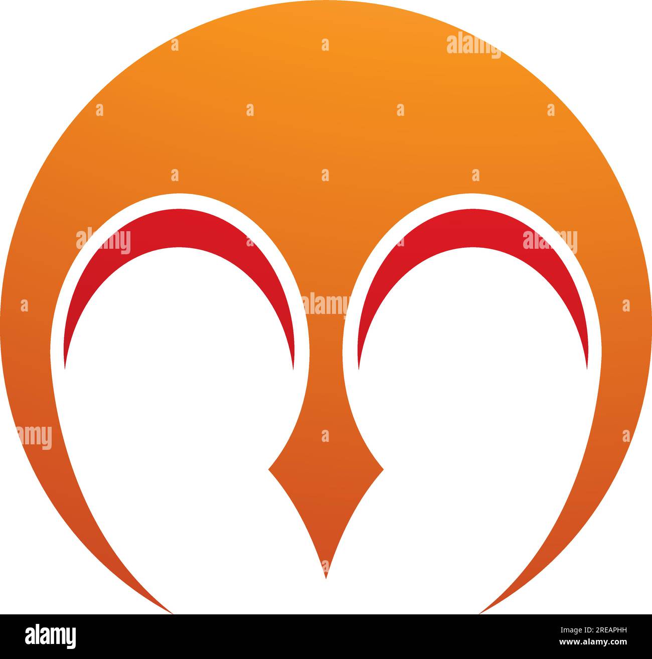 Orange and Red Round Letter M Icon with Pointy Tips on a White ...