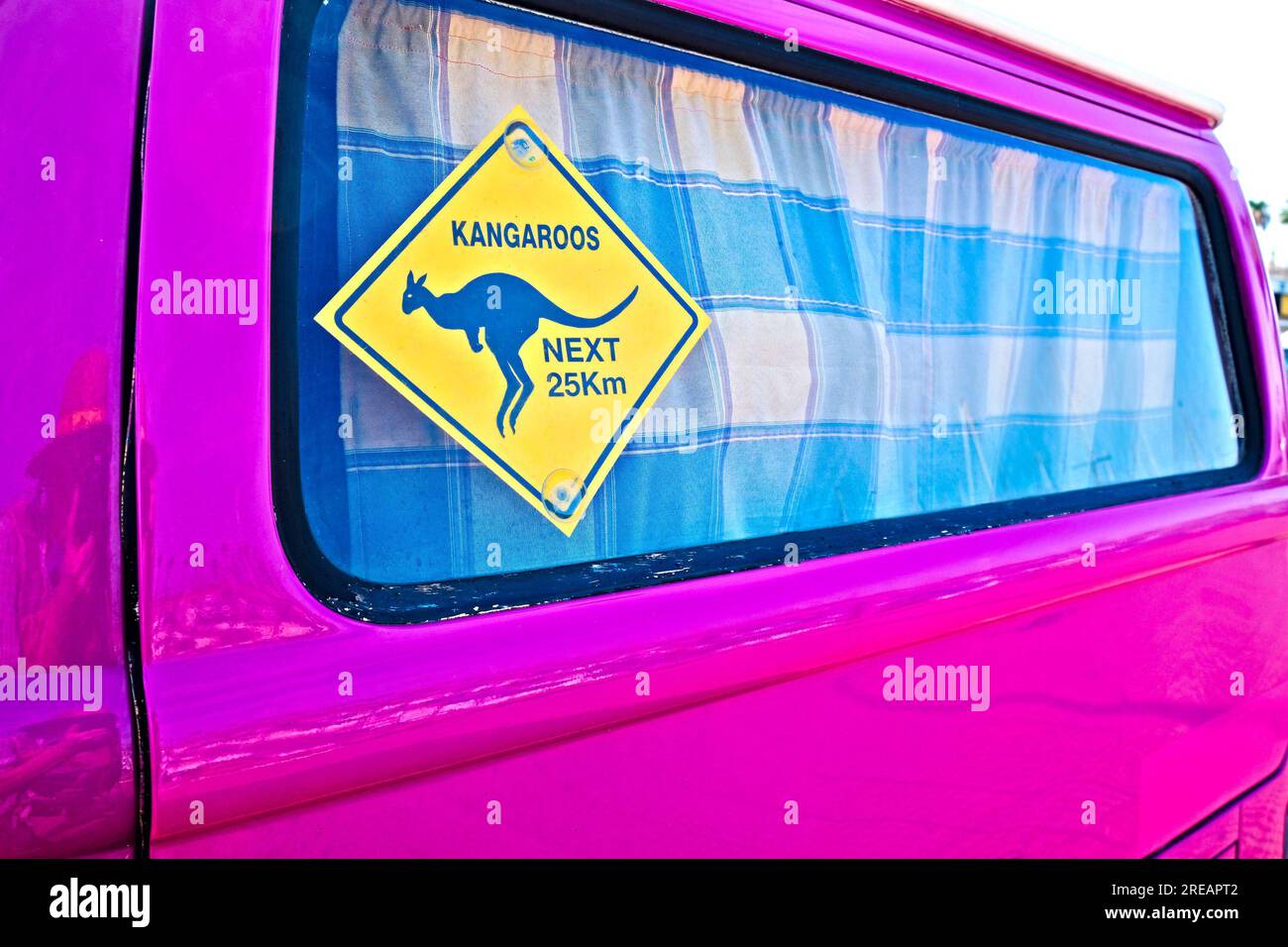 Australian kangaroo warning sign on a pink car Stock Photo - Alamy