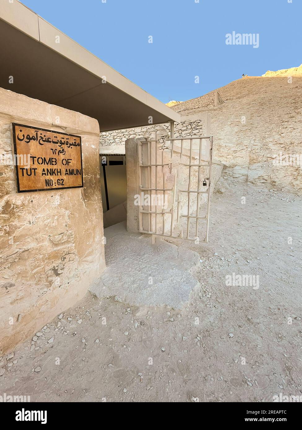 Valley of the Kings, Egypt - July 15, 2023: entrance of the tomp to ...