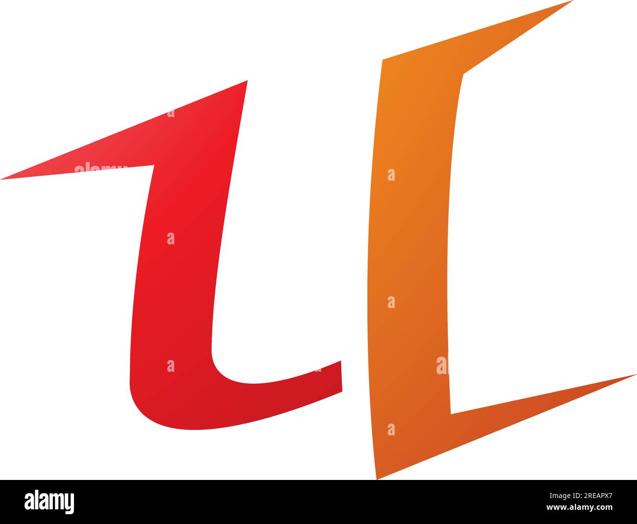 Orange and Red Spiky Shaped Letter U Icon on a White Background Stock ...