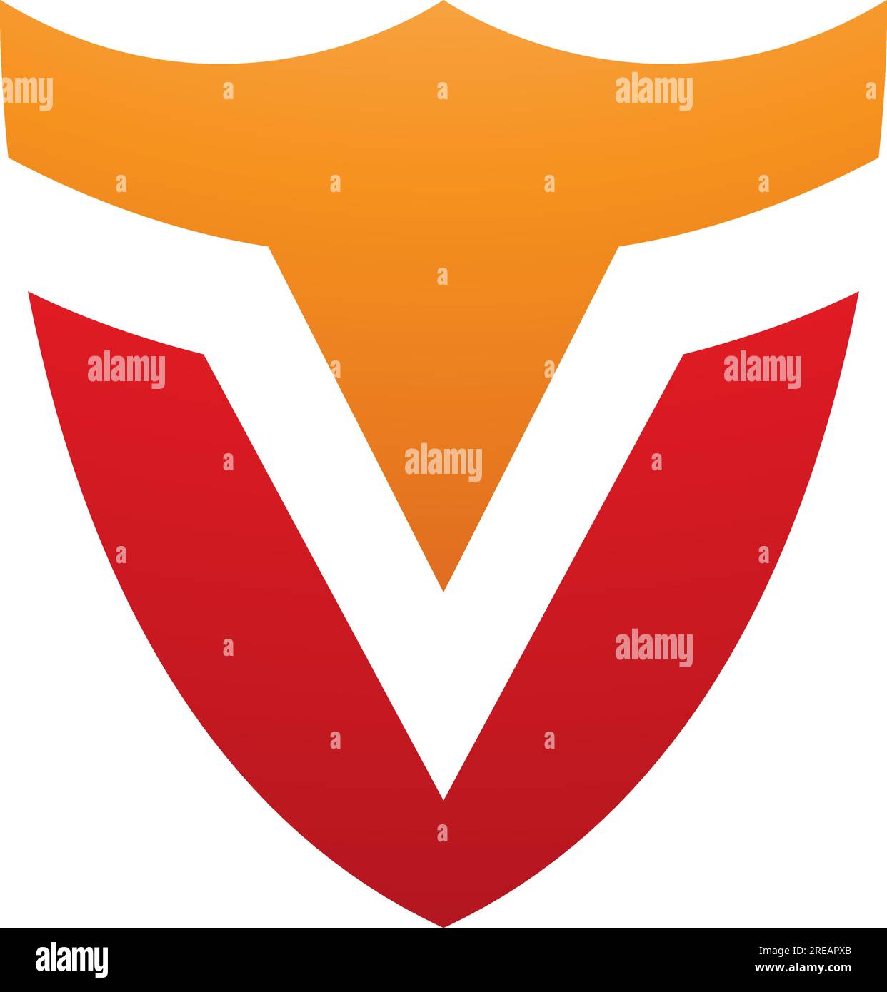 Orange and Red Shield Shaped Letter V Icon on a White Background Stock ...
