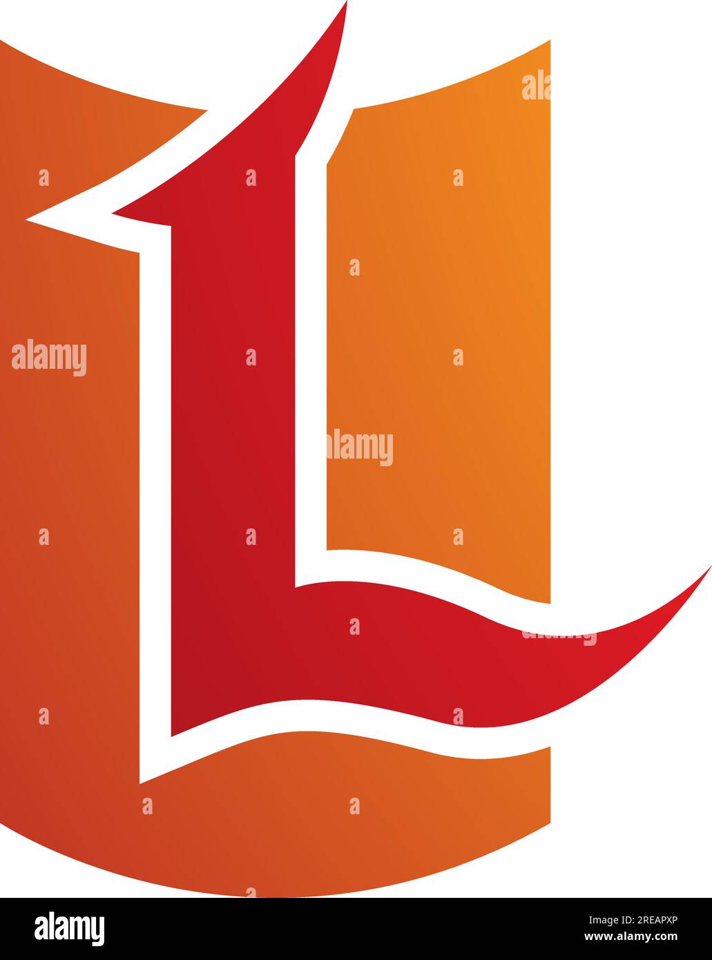 Orange and Red Shield Shaped Letter L Icon on a White Background Stock ...