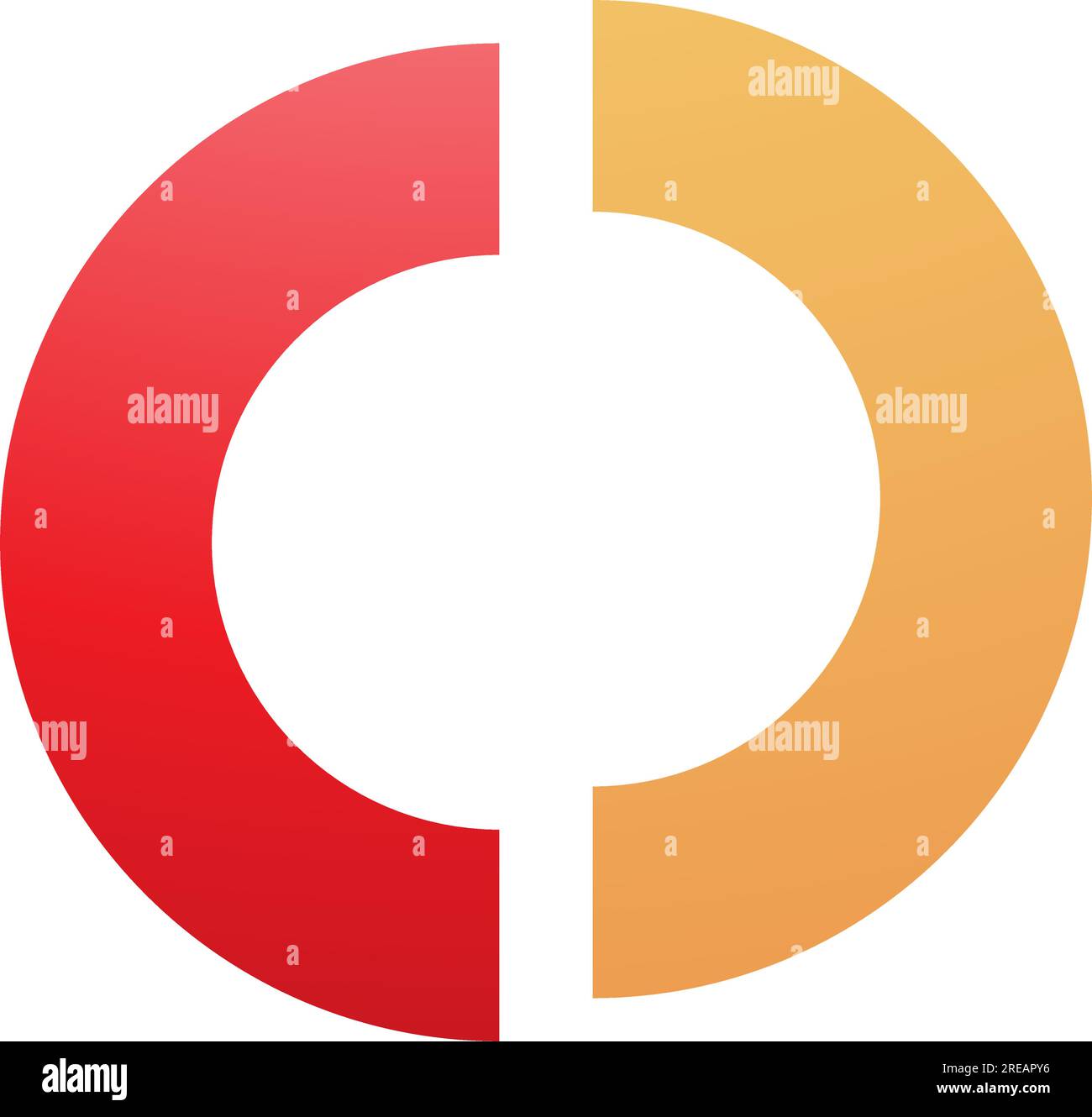Orange and Red Split Shaped Letter O Icon on a White Background Stock ...