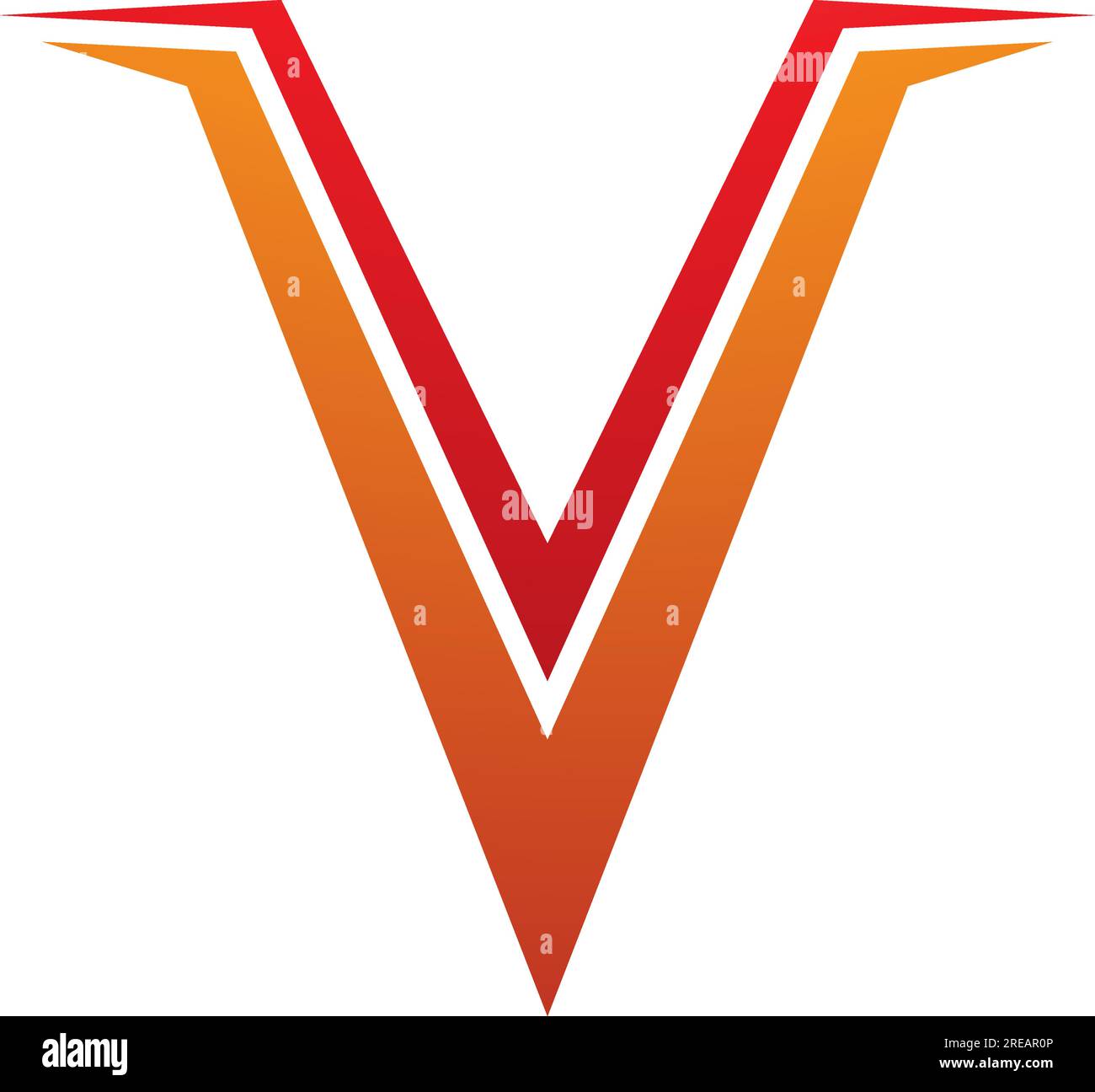 Orange and Red Spiky Shaped Letter V Icon on a White Background Stock ...