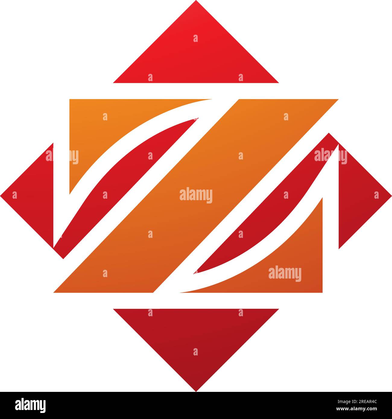 Orange and Red Square Diamond Shaped Letter Z Icon on a White ...
