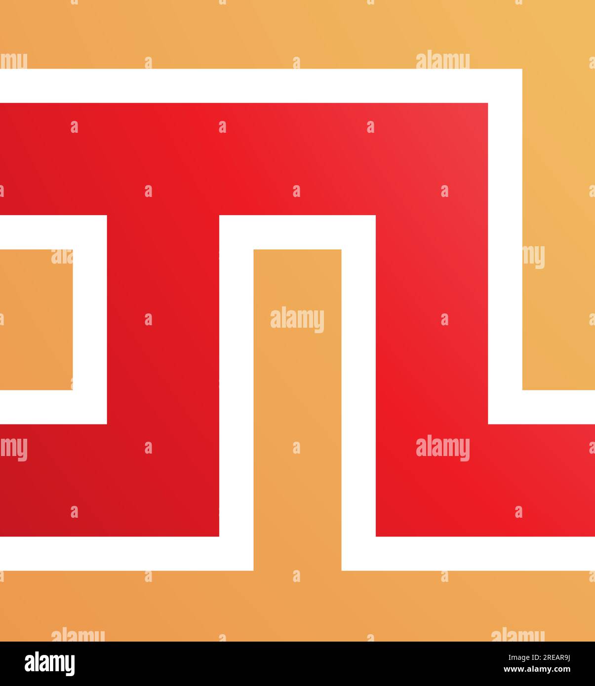 Orange and Red Square Shaped Letter N Icon on a White Background Stock ...