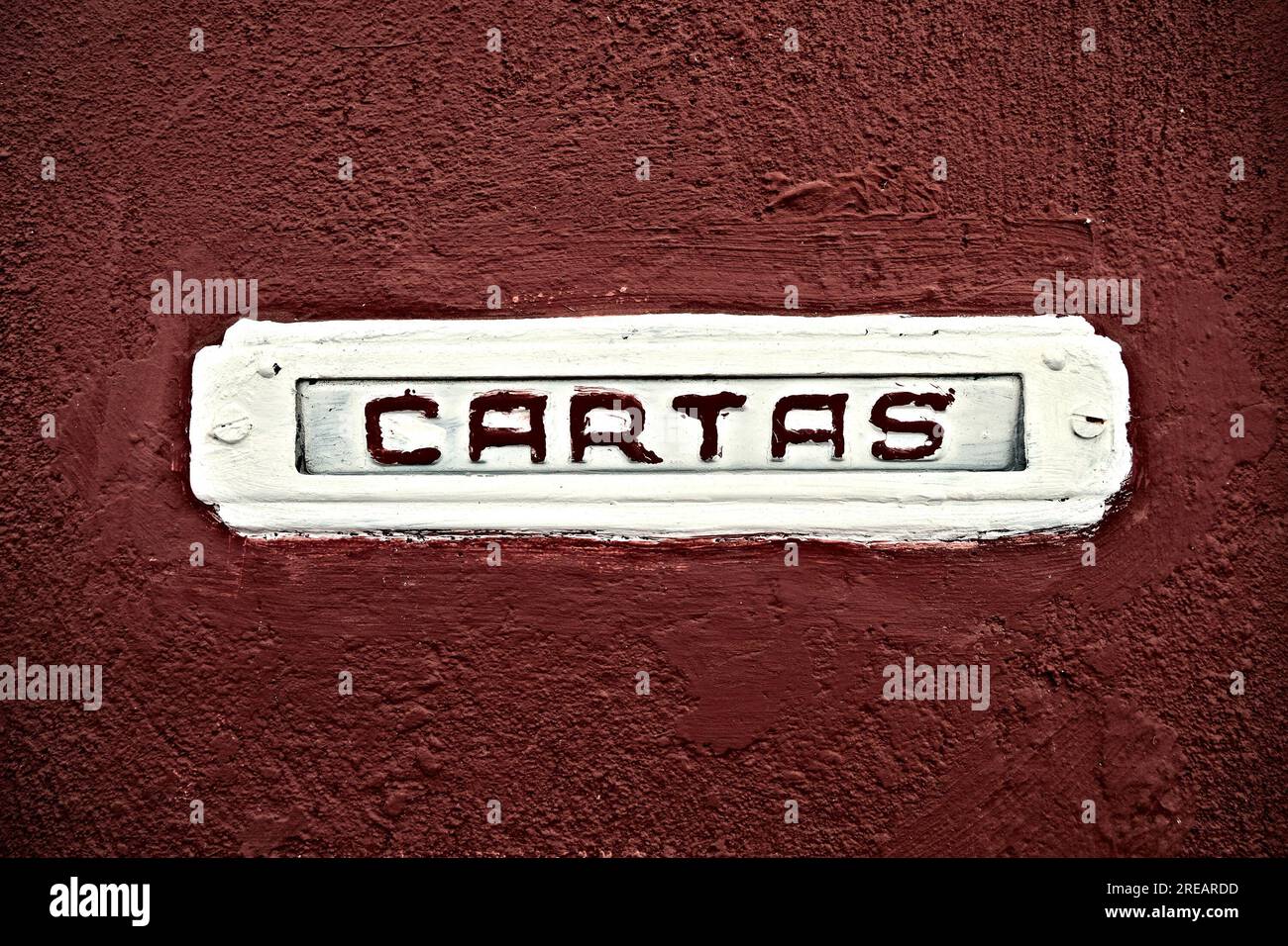 Letter box woth Spanish word 'cartas' (in English: letters), white on ...
