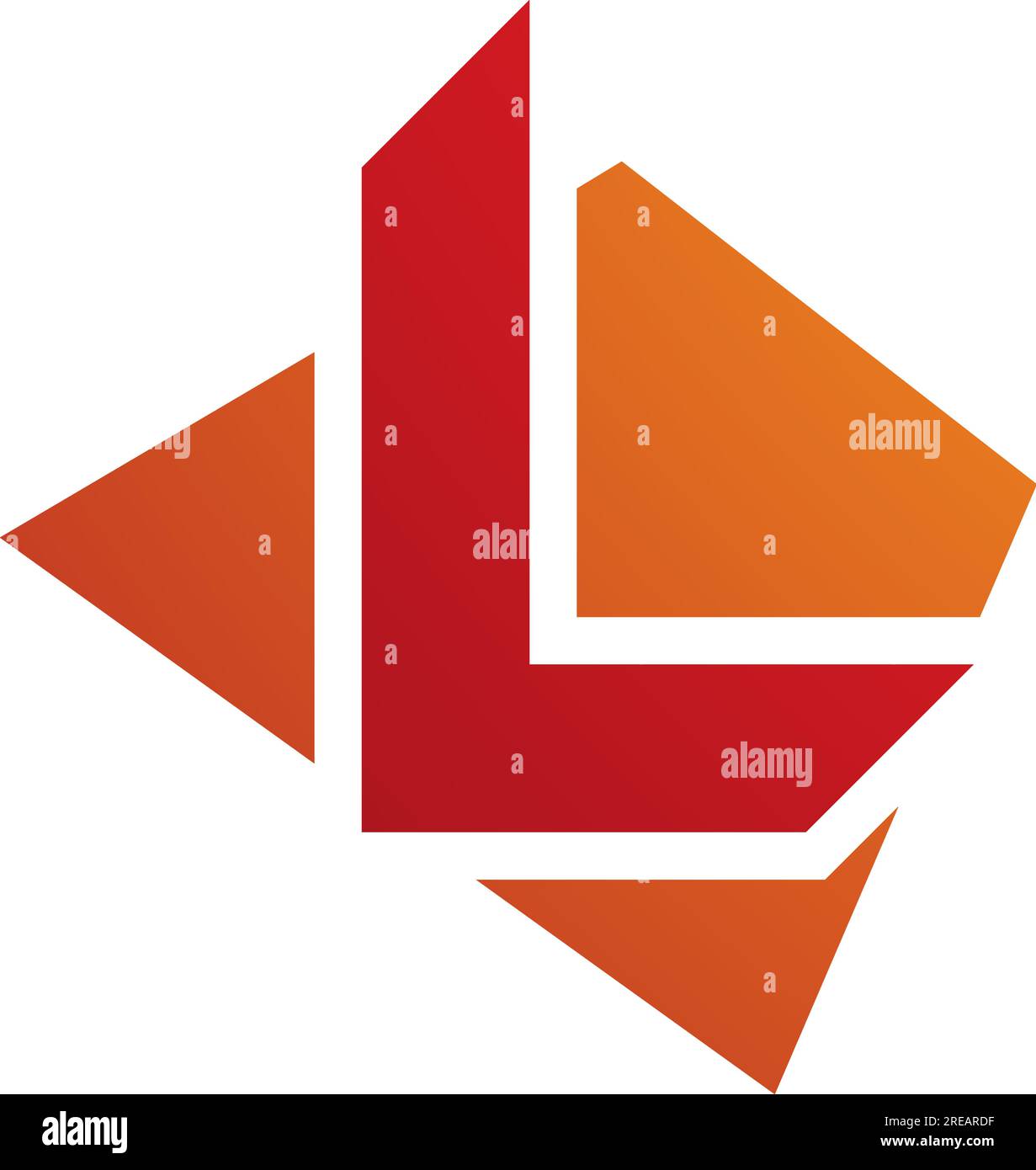 Orange and Red Trapezium Shaped Letter L Icon on a White Background ...
