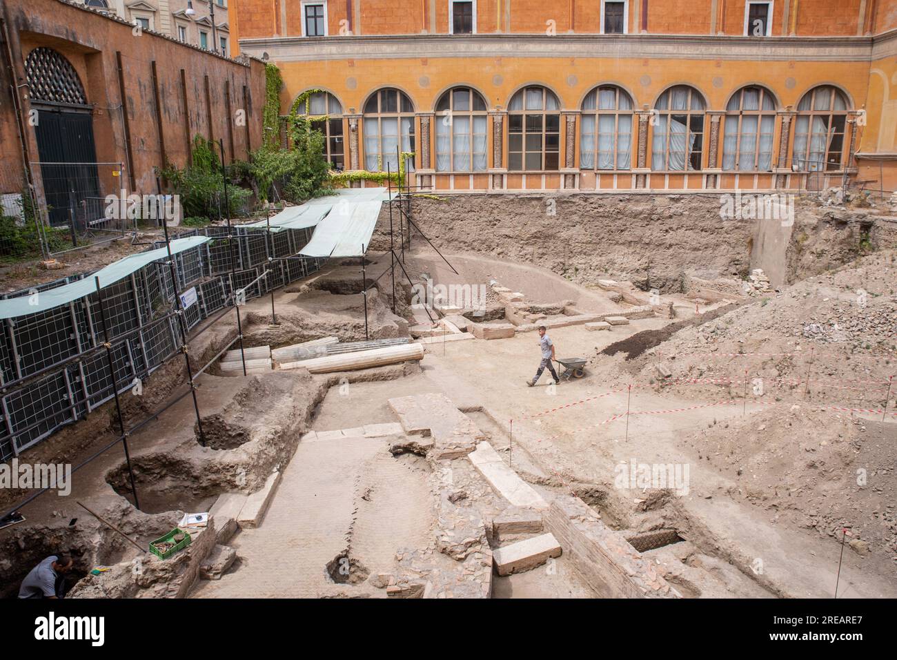 View of the archaeological excavations of Theater di Nero, inside the ...