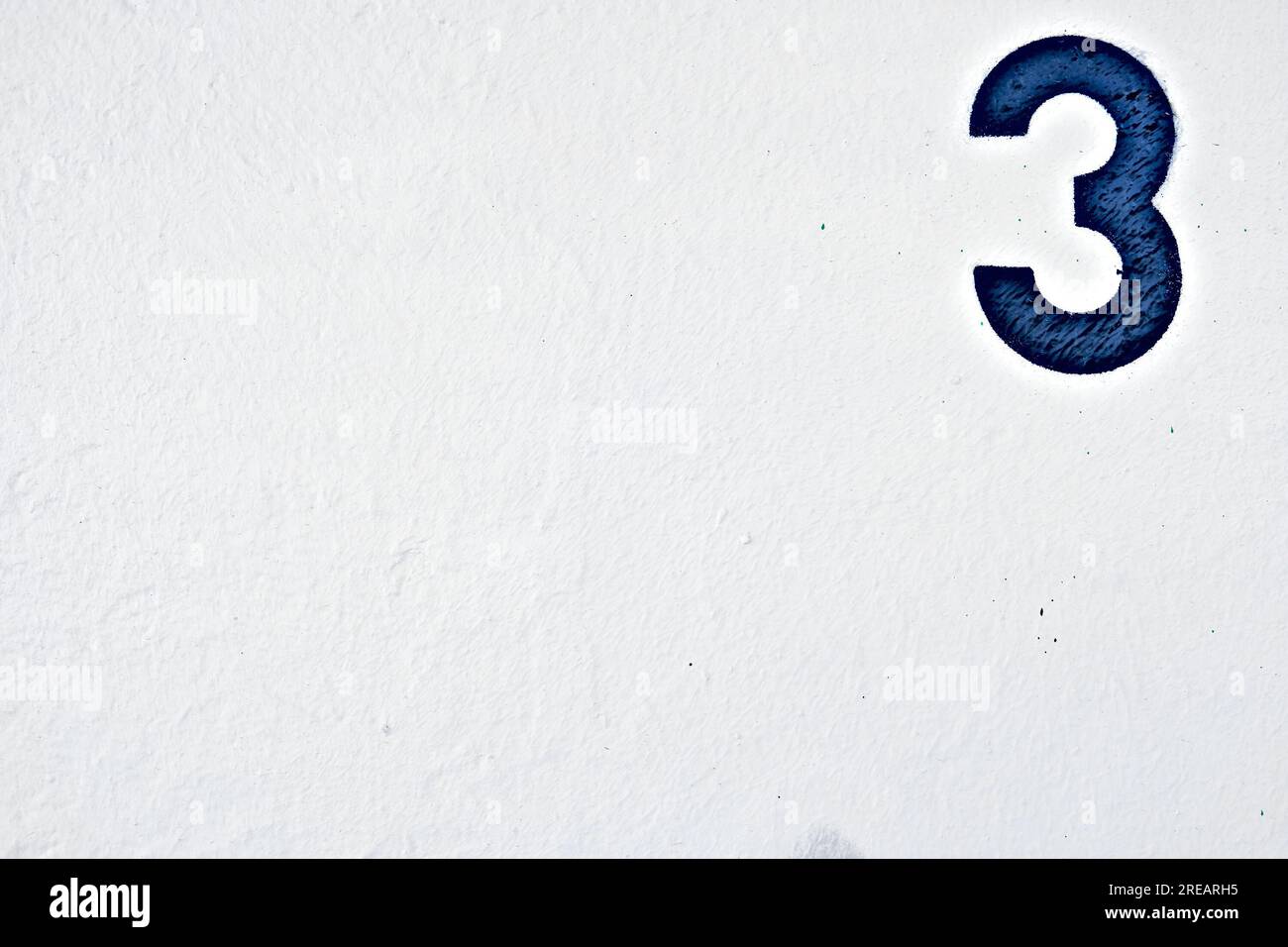 Three, number 3, blue digit offset in the corner, big text space Stock ...