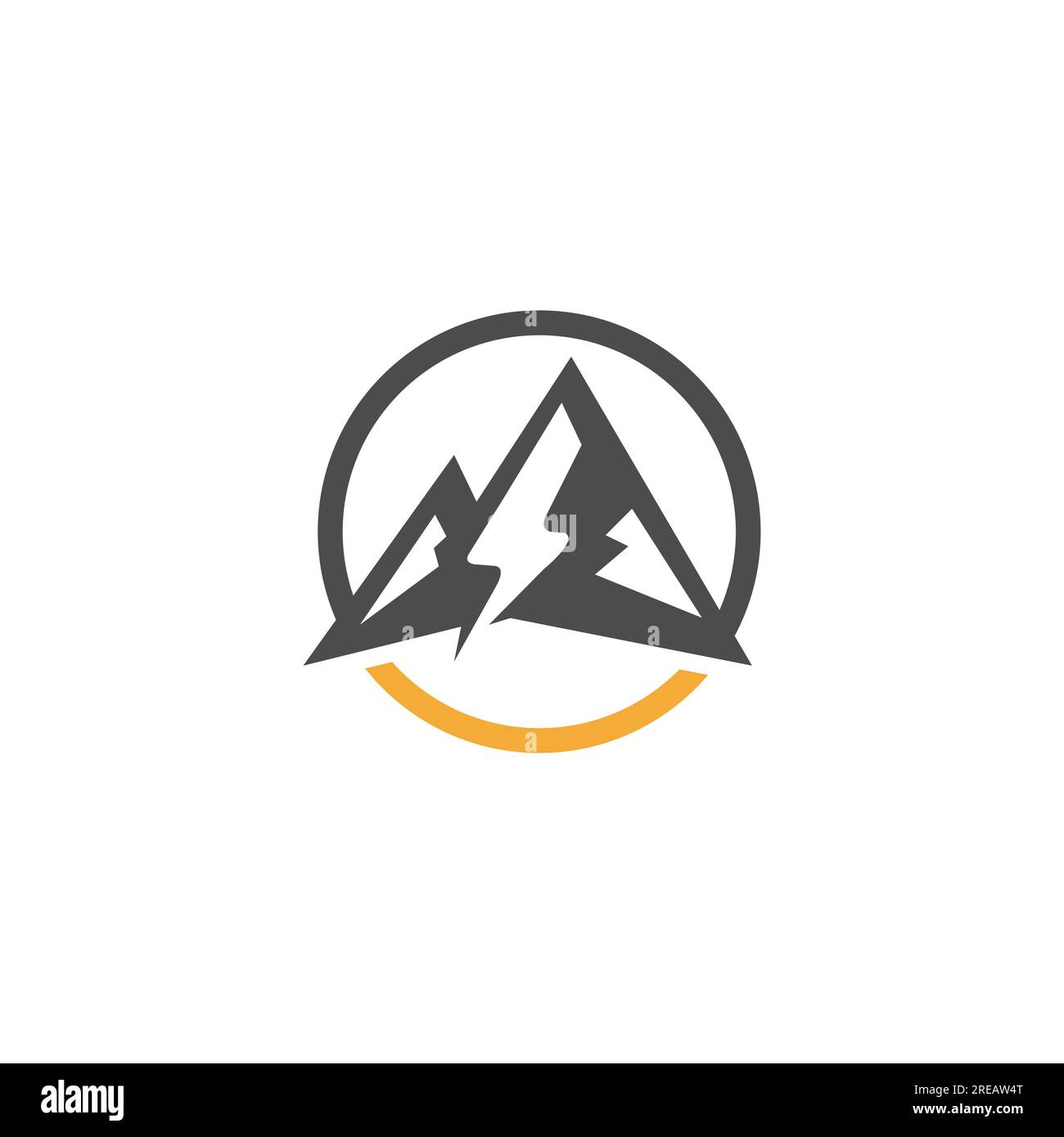 Creative Illustration Simple Mountain with bolt electric Logo Design ...