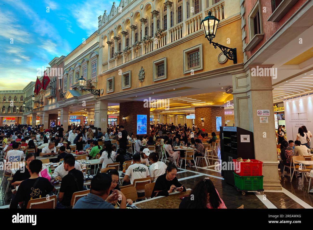 MACAU, CHINA - JULY 26, 2023 - The food court at the Venetian resort ...