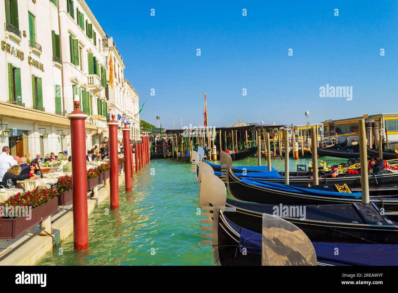 Traditional Gondolas Station On Famous Canal Grande With Magnificent