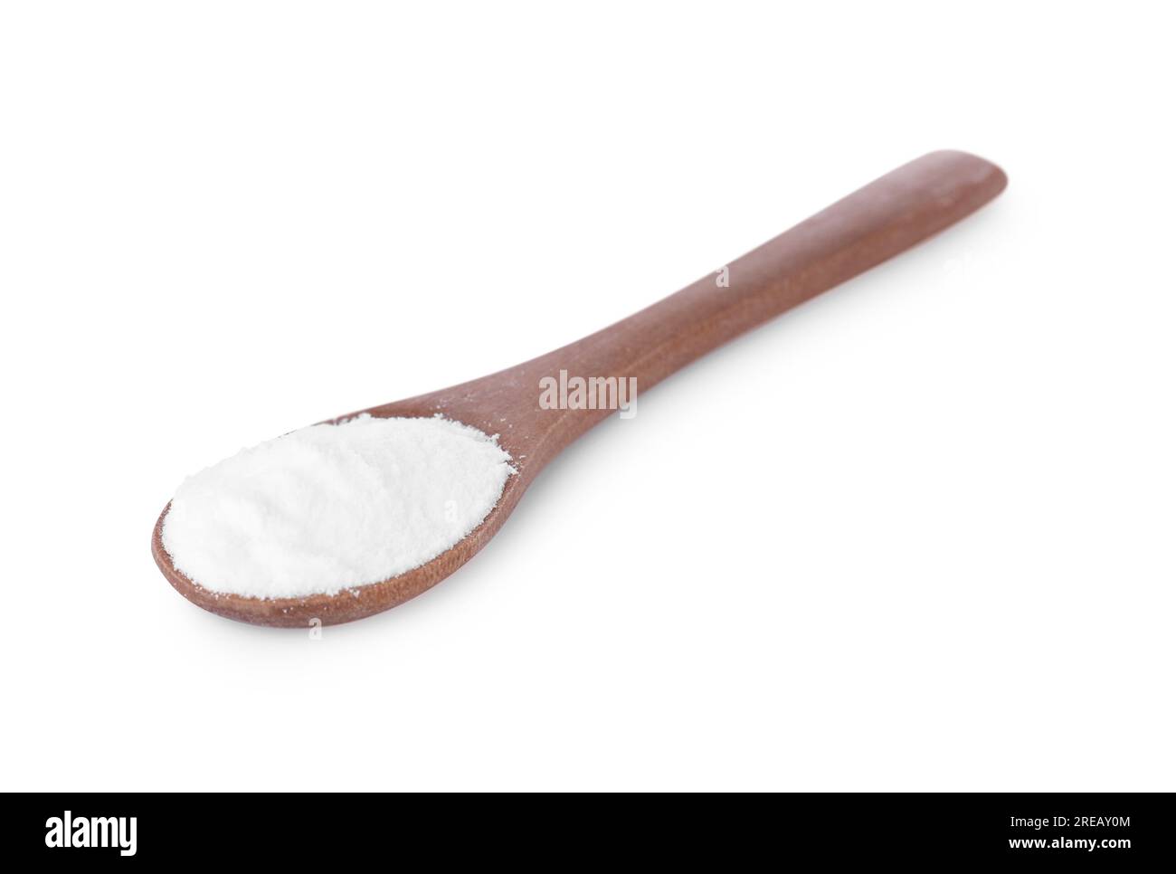 Wooden spoon with sweet fructose powder isolated on white Stock Photo ...