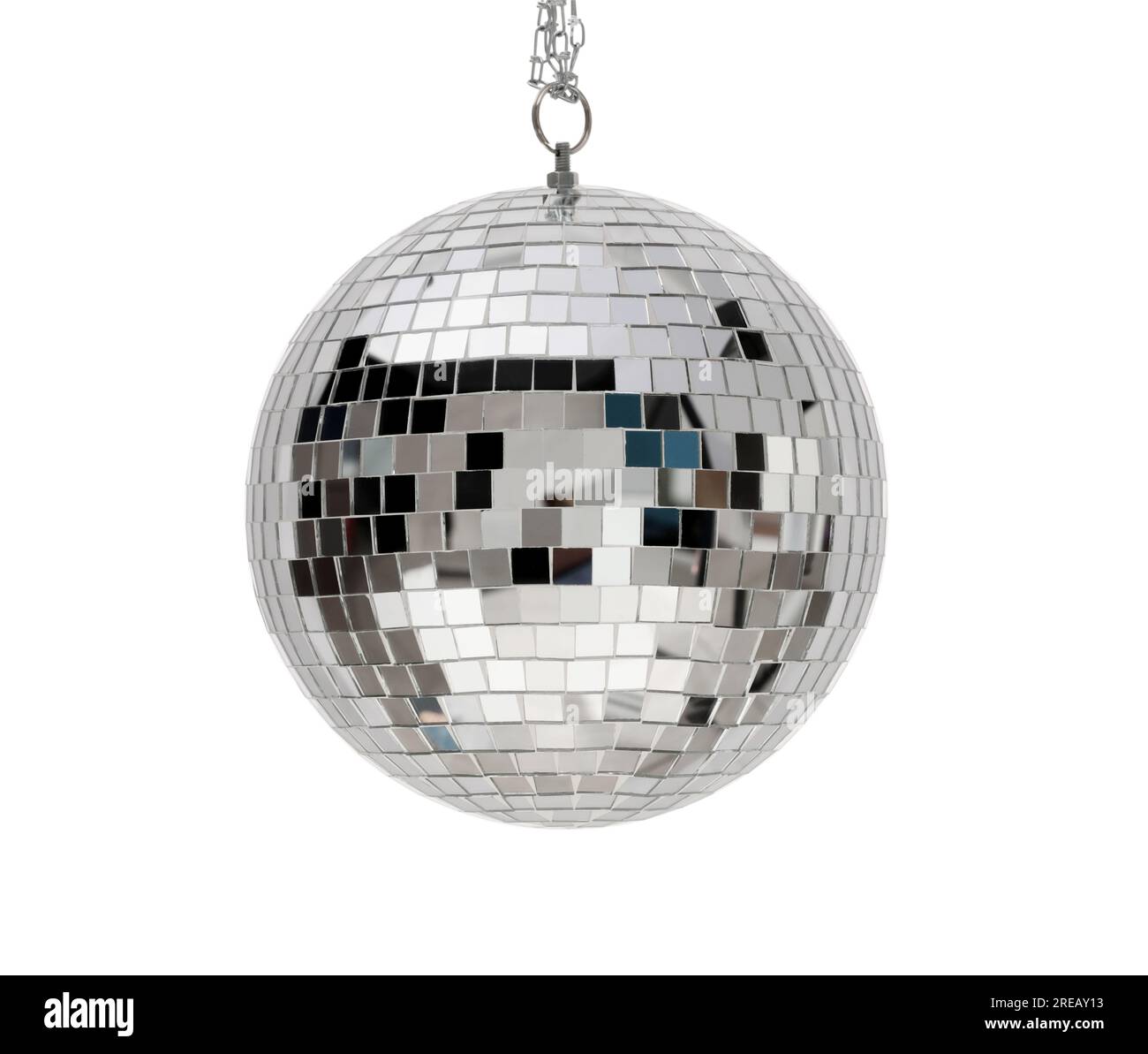 Shiny silver disco ball isolated on white Stock Photo - Alamy