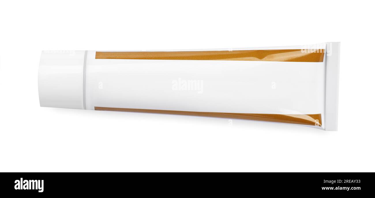 Tube of ointment isolated on white, top view. Space for text Stock ...