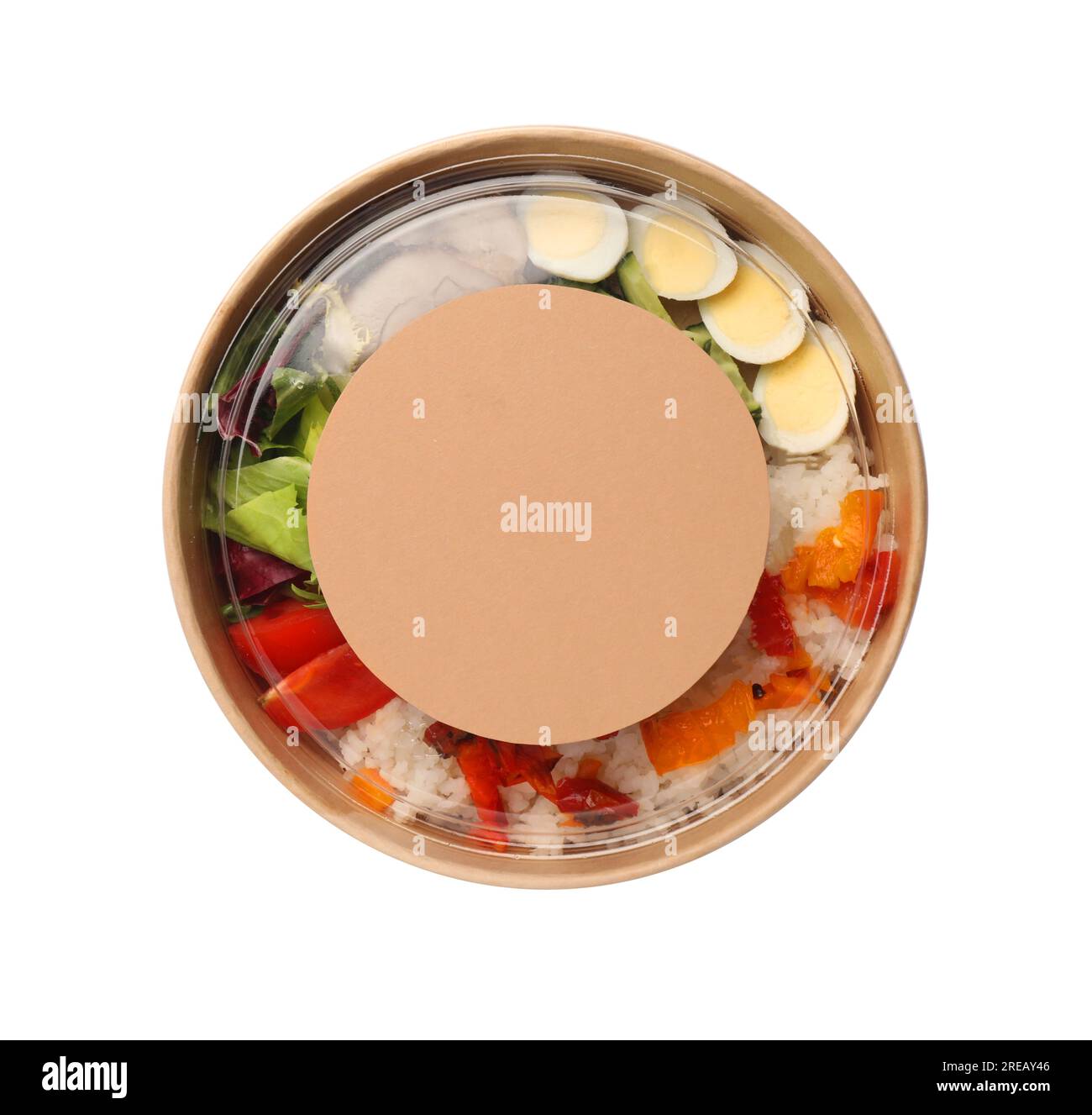 Tasty food in container isolated on white, top view Stock Photo - Alamy