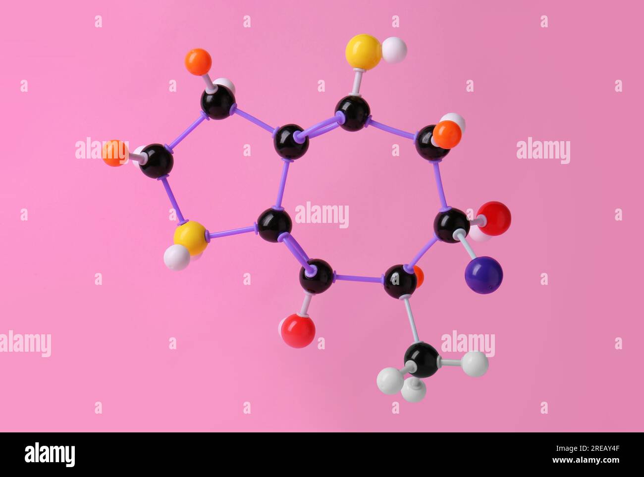 Structure of molecule on pink background. Chemical model Stock Photo ...