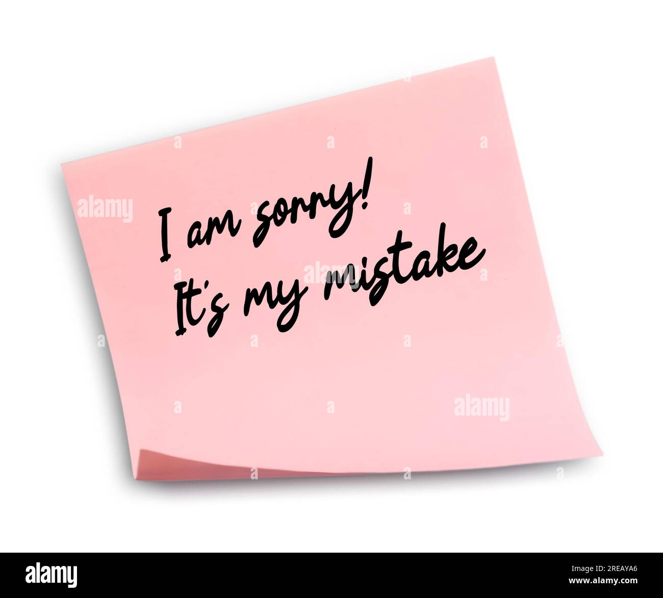 Sticky note with phrase I Am Sorry! It's My Mistake on white background ...
