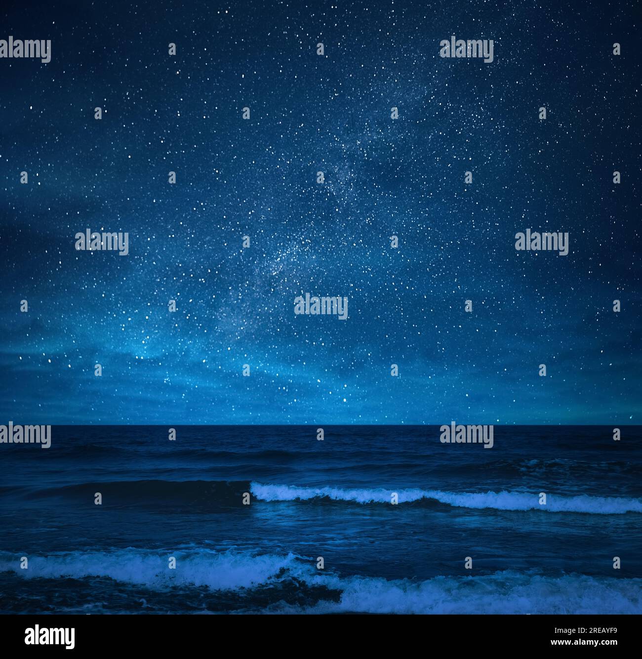 Amazing starry sky over sea at night Stock Photo - Alamy