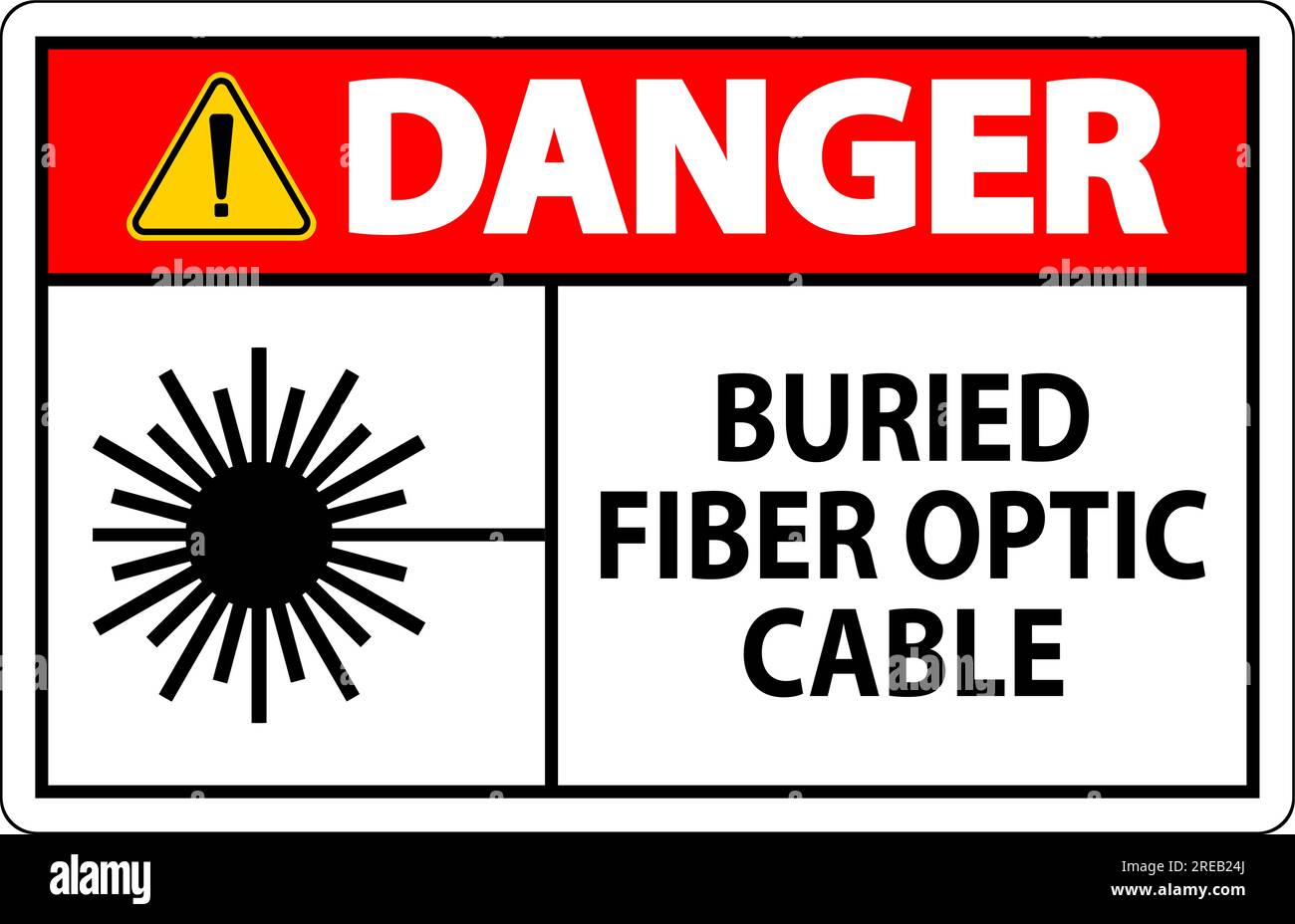 Danger Sign, Buried Fiber Optic Cable Stock Vector Image & Art - Alamy