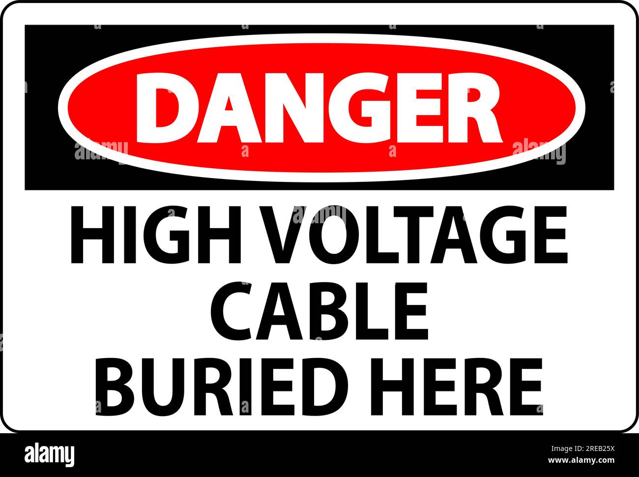 Danger Sign High Voltage Cable Buried Here On White Background Stock ...