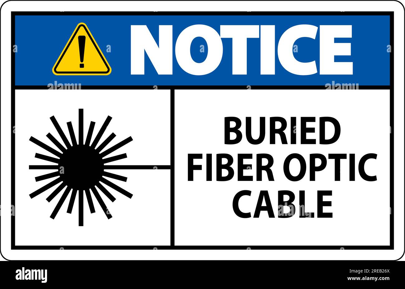 Notice First Sign, Buried Fiber Optic Cable Stock Vector Image & Art ...