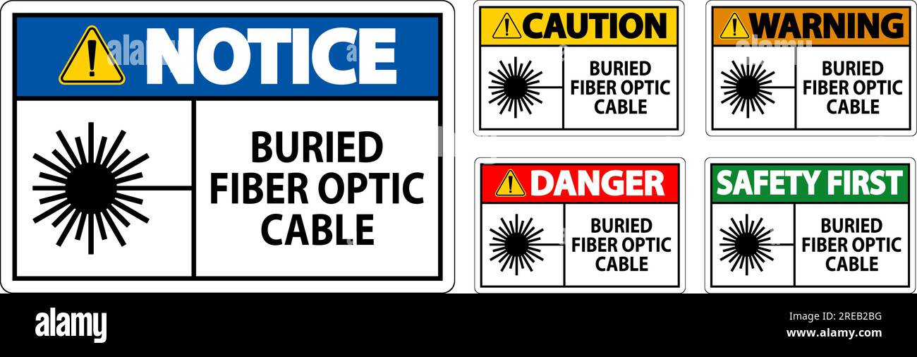 Warning Sign, Buried Fiber Optic Cable Stock Vector Image & Art - Alamy
