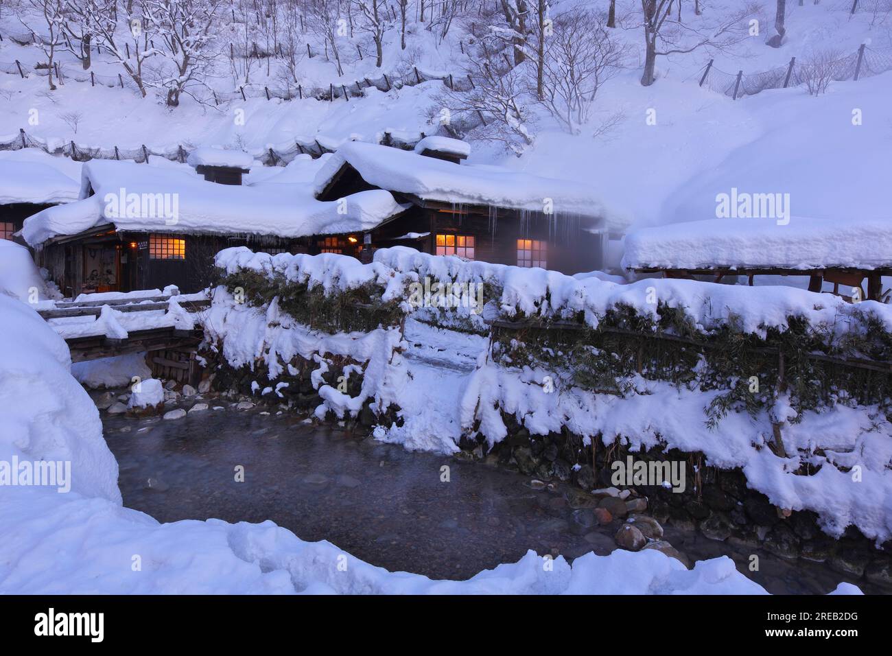 Tsurunoyu onsen hot spring in winter Stock Photo - Alamy