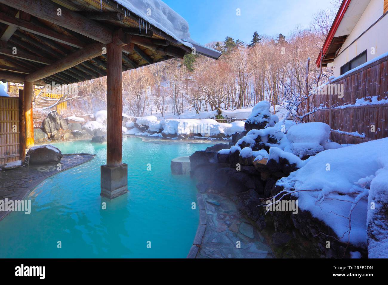 Matsukawa onsen hot springs in winter Stock Photo - Alamy