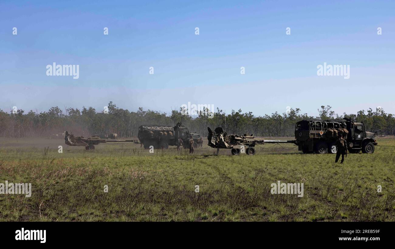 Two U.S. Marine Corps 7-ton utility vehicles with Battalion Landing ...
