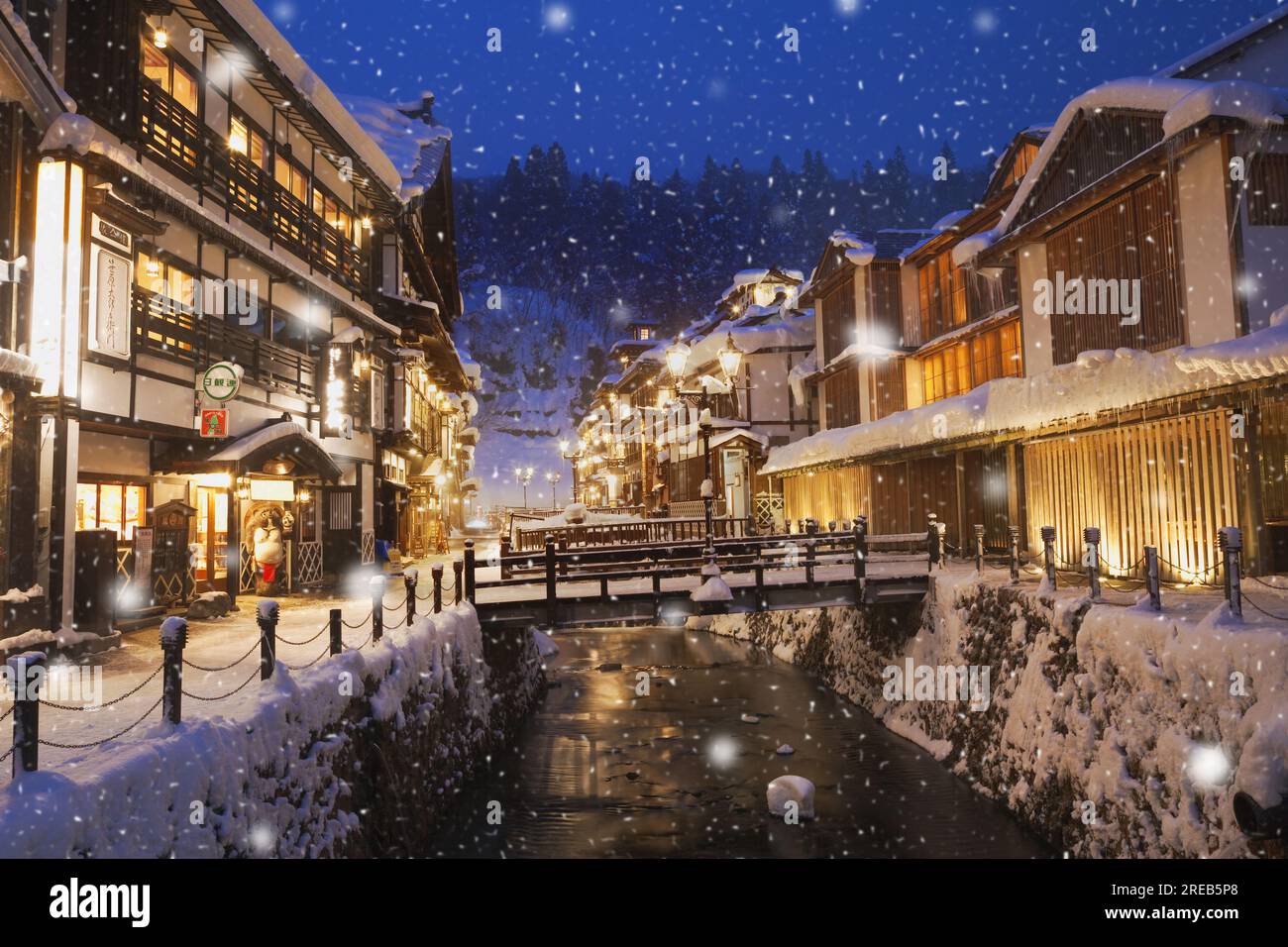 Ginzan Hot Spring Stock Photo - Alamy