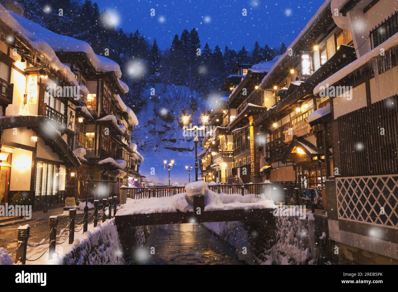 Ginzan Hot Spring Stock Photo - Alamy