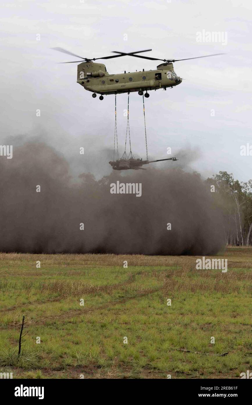 Royal Australian Army service members utilize a CH-47 Chinook ...