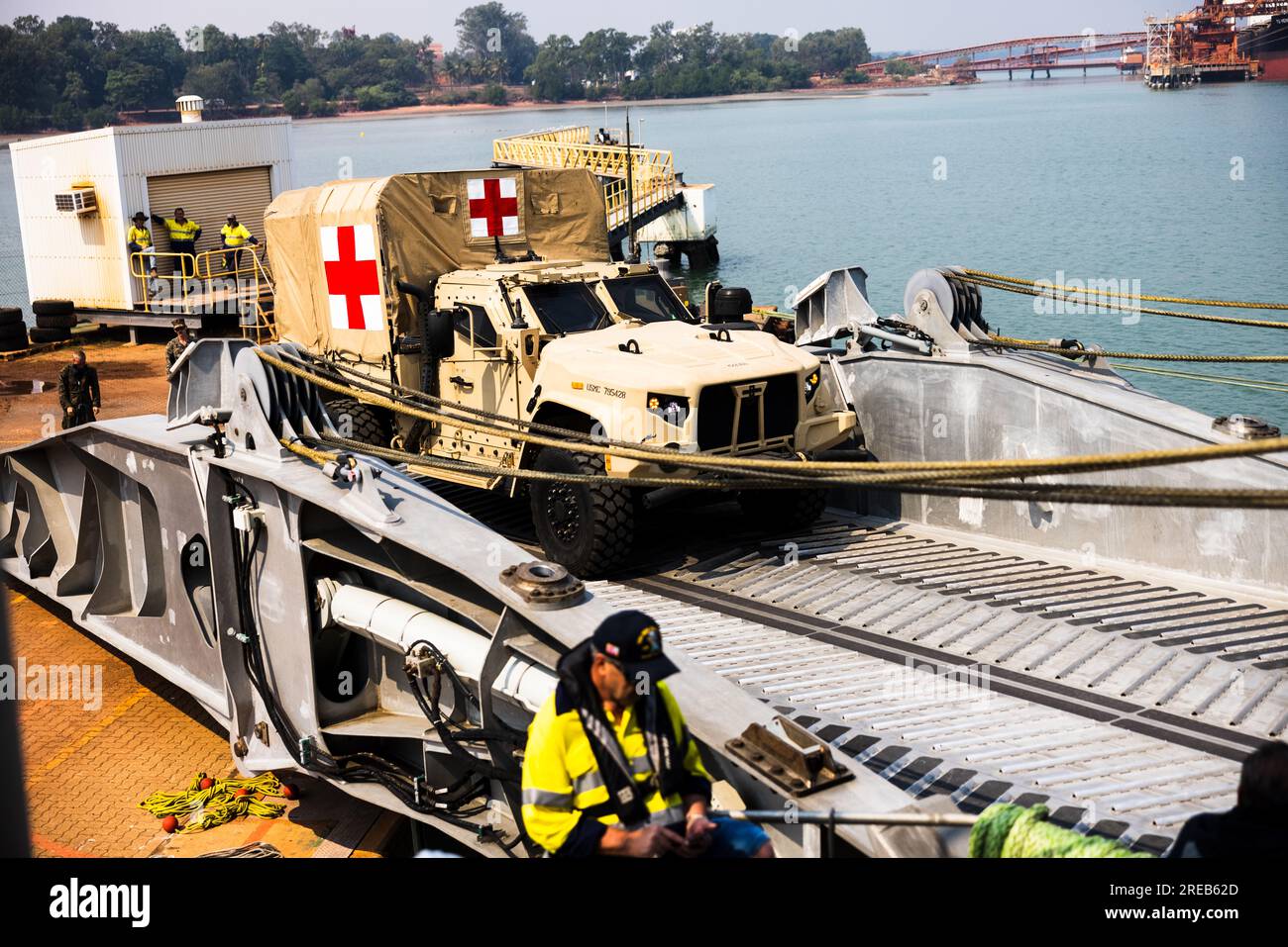A U.S. Marine Corps Joint Light Tactical Vehicle with Marine Rotational ...