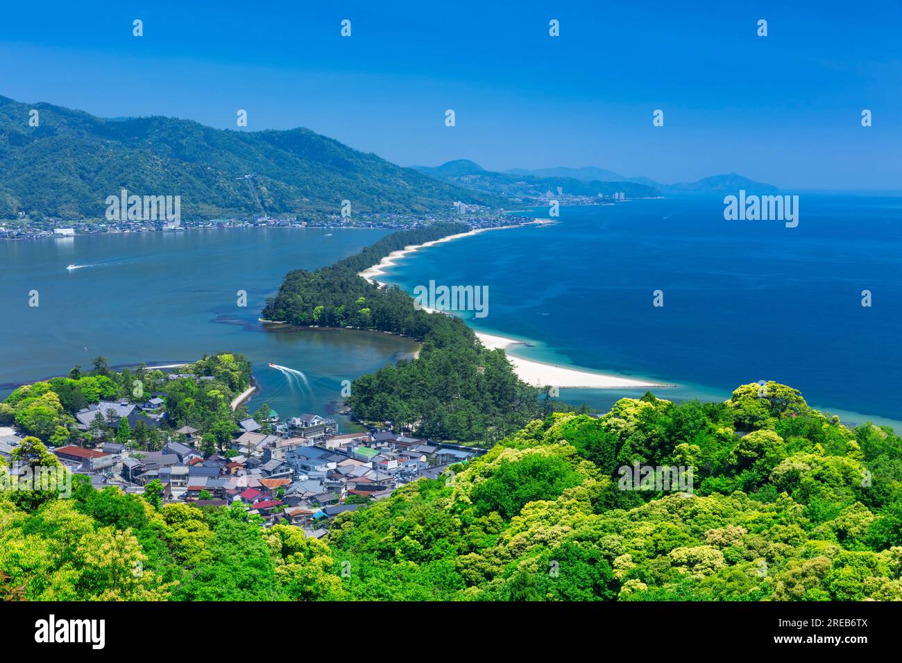 Amanohashidate in fresh green Stock Photo - Alamy