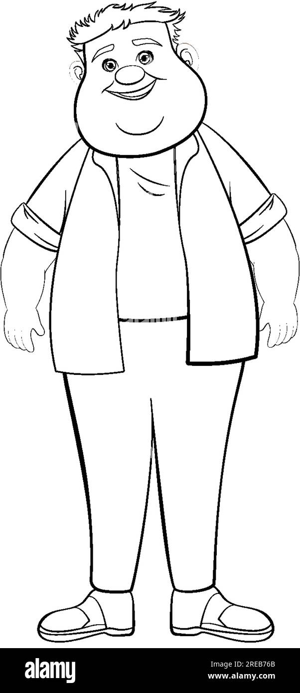 Vector illustration of a cheerful chubby youth male cartoon smiling ...