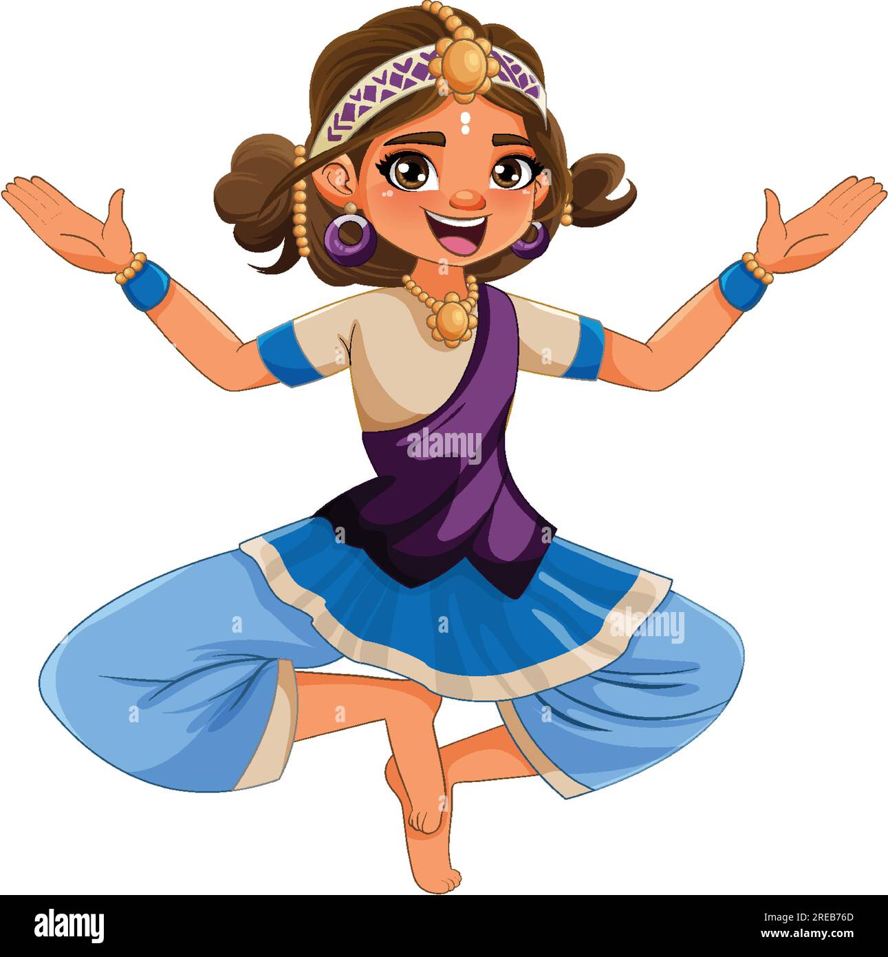 Indian cartoon characters in traditional cultural outfit illustration ...