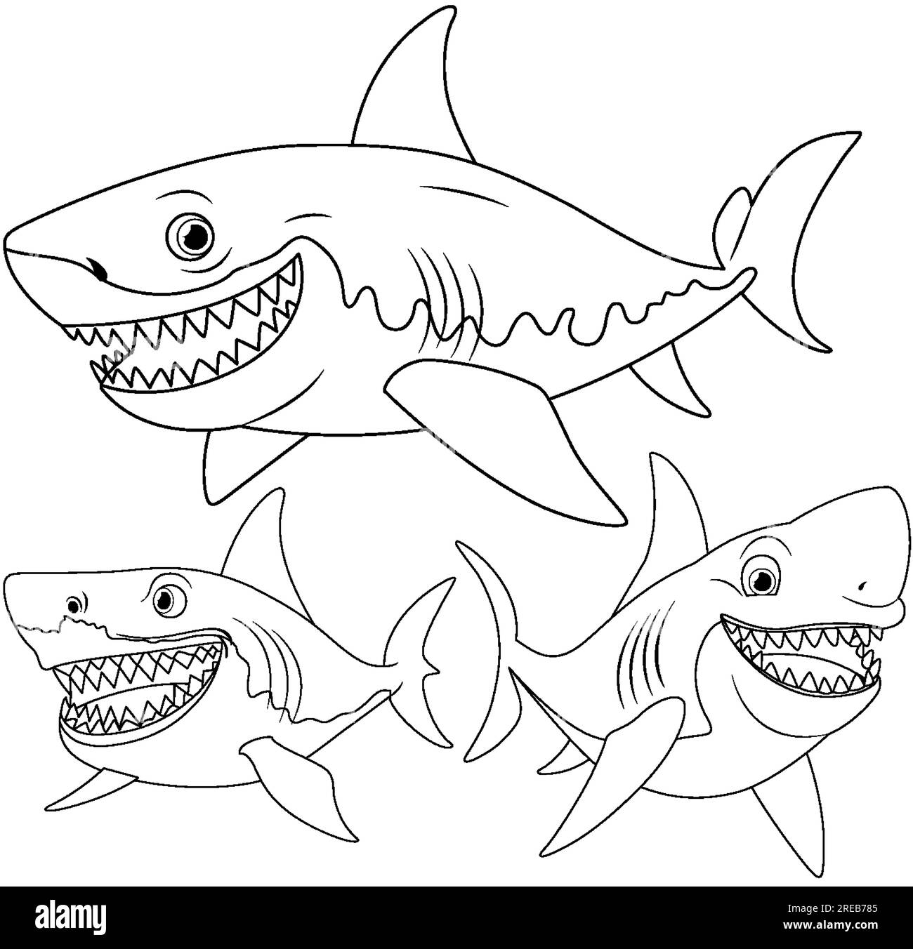 A cartoon illustration of a great white shark with big teeth smiling ...