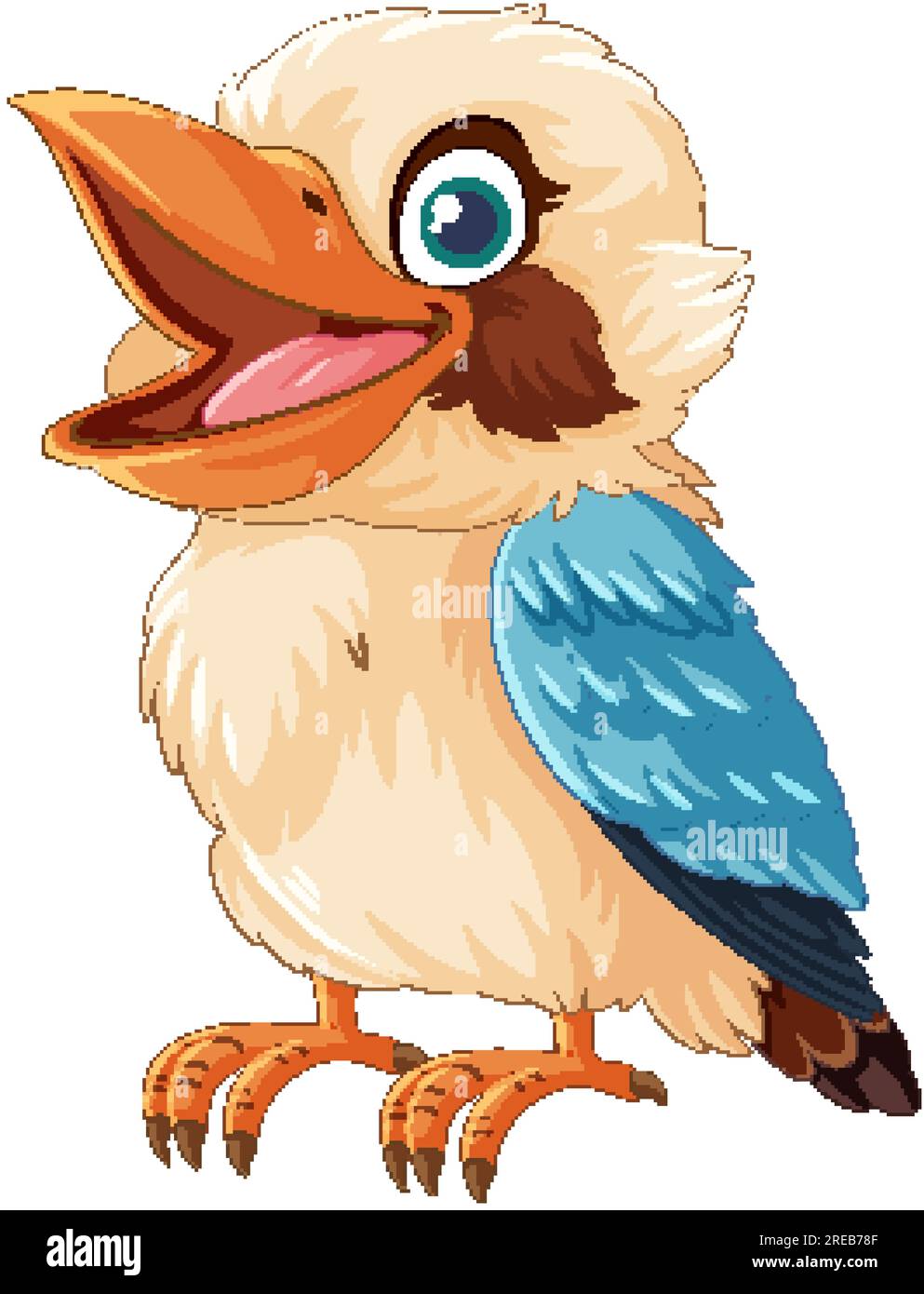 A smiling Kookaburra bird, native to Australia, is isolated on a white ...