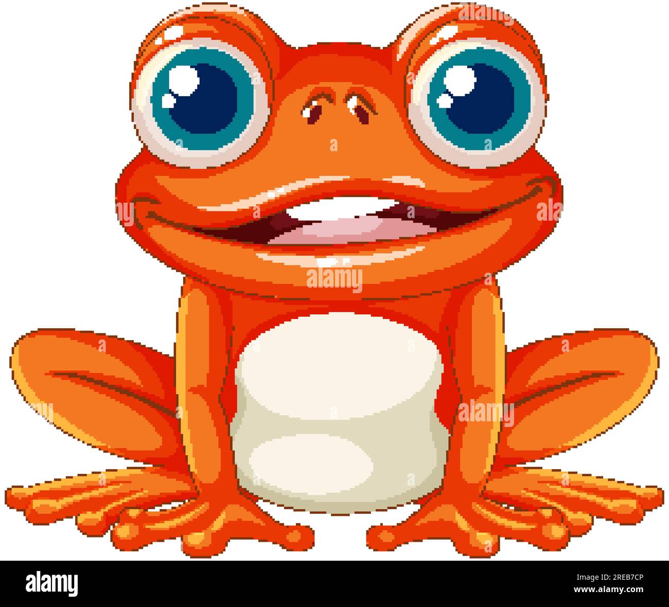 An isolated vector cartoon illustration of an orange frog on a white ...