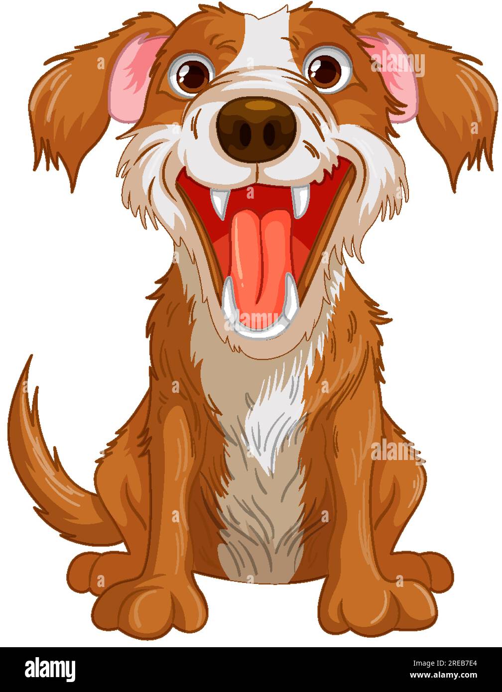 A happy golden retriever dog with its mouth open and sharp teeth ...