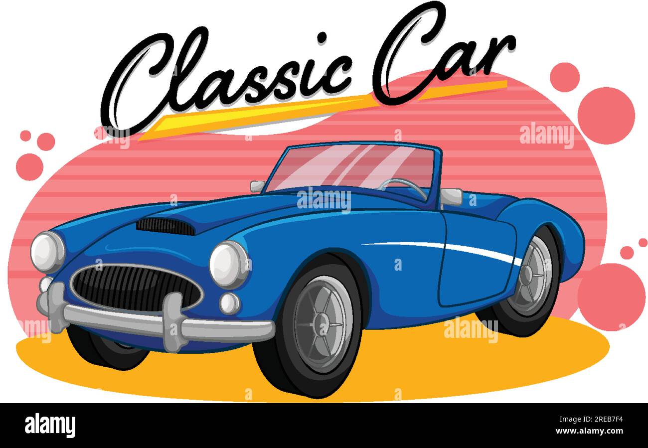 A vector cartoon illustration of a classic vintage convertible car in ...