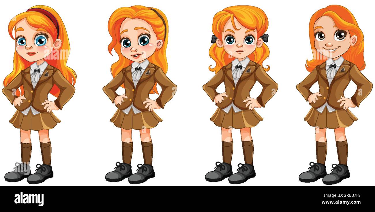 Girl in private school uniform Stock Vector Images - Alamy