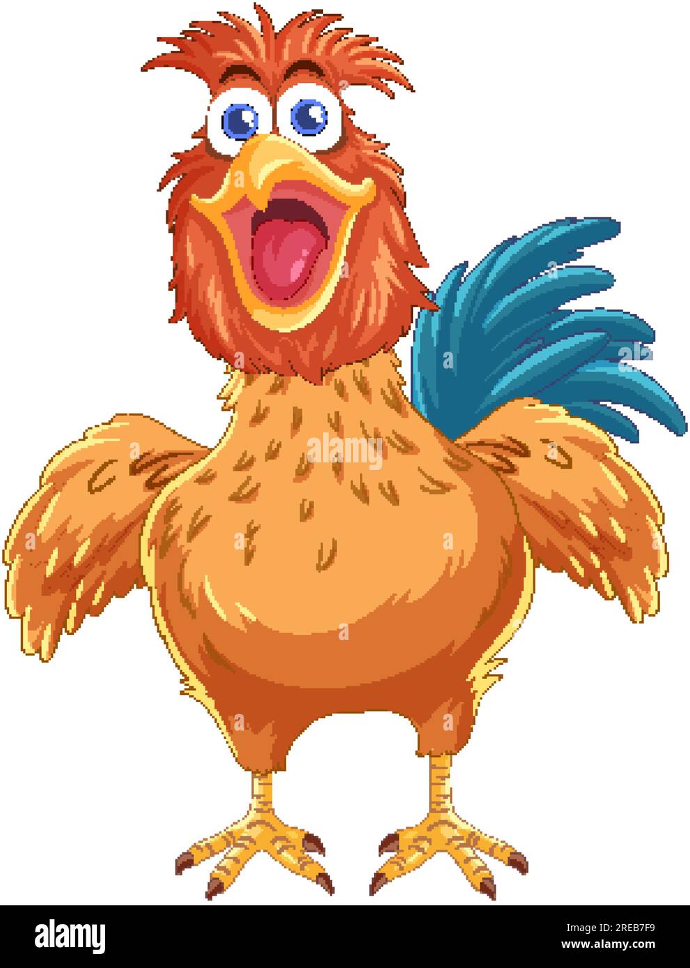 A cheerful cartoon illustration of a brown chicken isolated on a white ...